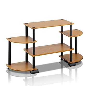 Furinno Supports de Téléviseur sans Outils, Bois, Cerisier Clair/Noir, Taille Unique, Light Cherry et Black, One Size