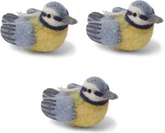 Én Gry & Sif kleine Vögel - Anhänger aus Filz - Frühlings-Deko (3 Stück) (Blaumeisen)