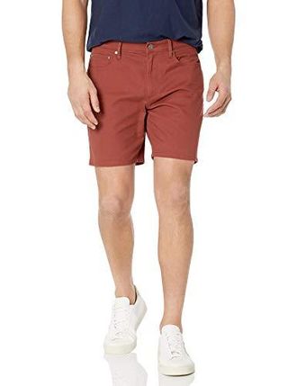 Amazon Essentials Short Extensible &agrave; 5 Poches, Entrejambe de 18cm, Coupe Ajust&eacute;e Homme, Brun Ch&acirc;taigne, 34W