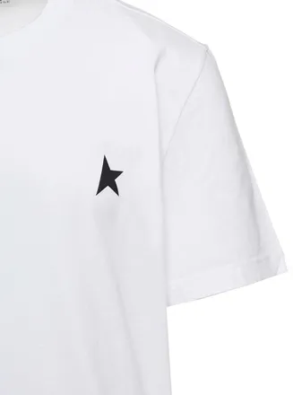 Golden Goose Mens T-Shirt One Star Logo White Cotton T-Shirts And Polos