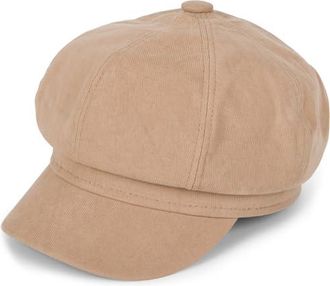 styleBREAKER Ladies Soft Fabric Balloon Cap, Peaked Hat Vintage Style, Bakerboy Slider Cap, Newsboy Cap 04023086, Couleur:Marron Clair