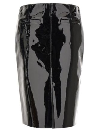 Ferragamo Patent Lambskin Pencil Skirt - Black