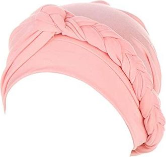 Generic Bonnet Chimio Turban Pr&eacute;-Nou&eacute; pour Femme - Hijab Tress&eacute; - Pour Perte de Cheveux, Cancer - 3 - Rose, Taille Unique