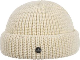 Lierys Bonnet Costa Docker Femme/Homme - Made in Germany pour Homme en Laine &agrave; Revers avec Revers, Bonnets Automne-Hiver Hiver - Taille Unique Blanc cr&egrave;me