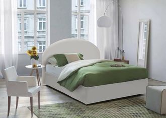 Talamo Italia Doppelbett Sofia, Bettkasten mit Kunstlederbezug, 100 % Made in Italy, &Ouml;ffnung vorne, inklusive Matratze 160 x 200 cm, Wei&szlig;