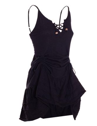 vishes Sommerkleid Tr&auml;gerkleid Damen Verstellbar Schn&uuml;rung Raffrock Jersey Alternative Mode, Boho, Hippie, Ethno, Festival