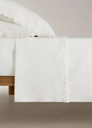 Mango Drap plat coton lav&eacute; volants en gaze effiloch&eacute; lit 135/140 cm &eacute;cru - Home - Lit 135/140 cm - MANGO HOME
