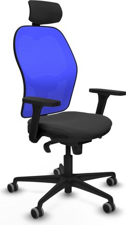 Piqueras y Crespo Stuhl mit R&uuml;ckenst&uuml;tze mit 3D-Armen, h&ouml;henverstellbarer Lendenwirbelst&uuml;tze und h&ouml;henverstellbarem Kopfteil, Blau / Dunkelgrau