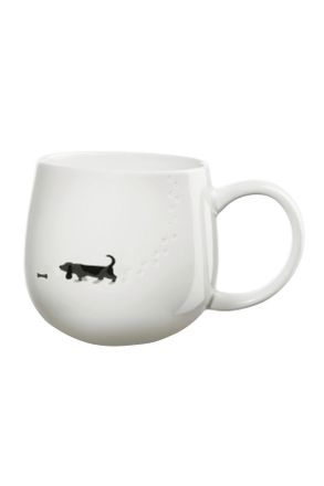 ASA Kaffeebecher Magu, Wei&szlig; Hochglanz, Keramik, Hund, 400 ml, 9.5 cm, Kaffee & Tee, Tassen, Kaffeebecher