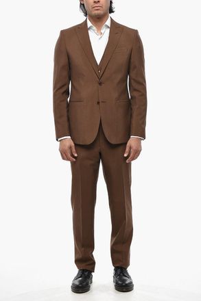 Corneliani CODE Dreiteiliger Anzug Aus Seidenmix Mit Leistentaschen Corneliani