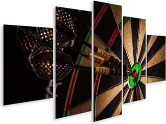 Islandburner Bild auf Leinwand DREI Darts Bulls Eye Close Up Hobbyraum Dart Sport Leinwandbild Wandbild Prime Bilder für Wohnzimmer etc