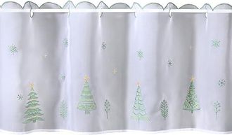 Home Wohnideen Home WOHNIDEEN | Cafehaus aus transparentem Voile, zusätzlich weihnachtlich Bestickt | 45 x 120 cm