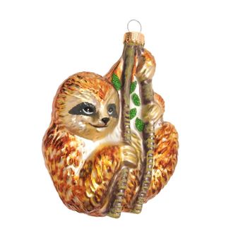 Krebs Glas Lauscha Weihnachtsdekoration/Christbaumschmuck aus Glas - Faultier - Farbe: Braun - Gr&ouml;&szlig;e: ca. 10 cm