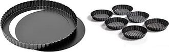 Original Kaiser Kaiser Classic Tarteform mit Hebeboden 28 cm, Quicheform antihaftbeschichtet, herausdrückbarer Hebeboden & Kaiser Classic Mini Torteletts 6 Stück, Tar
