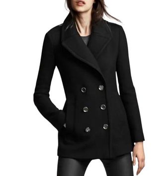 Burberry Black Double Breasted Wool Peacoat Size M