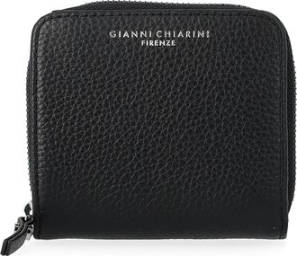 Gianni Chiarini Portefeuille Grain en cuir martel&eacute; noir