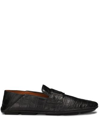 Dolce & Gabbana Loafer in Kroko-Optik mit DG - Schwarz