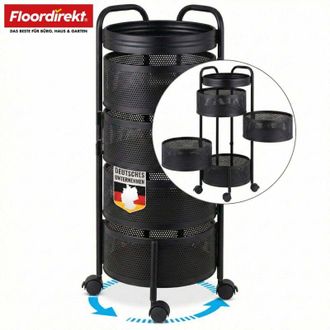 Floordirekt Rollwagen Henry K&uuml;chenwagen aus Stahl mit Rollen Schwarz 28 x 28 x 72 cm