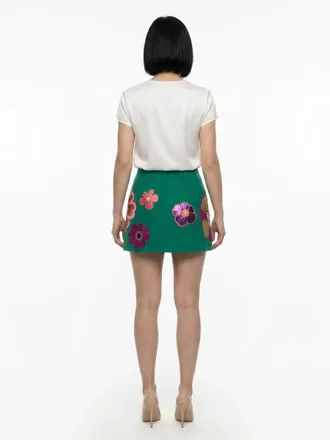 Dolce & Gabbana Womens Green Acetate Mini Skirt
