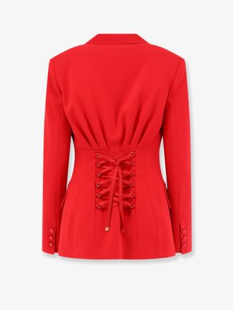 Elisabetta Franchi Womens Fitted Red Blazer With Laced Back Polyester Blazers Jacket