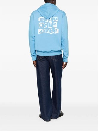 Arte Logo-Print Cotton Hoodie - Blue