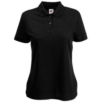 Fruit Of The Loom Polo à manches courtes pour femme 65 % polyester/35 % coton - Noir - XS
