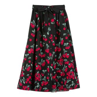 Twinset Kirschfarbener Midirock mit Bindeg&uuml;rtel - - Skirts - Damen - Mehrfarbig - L