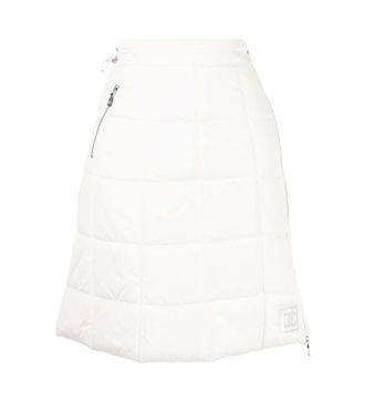 Chanel Identification White Quilted A-line Skirr Size S