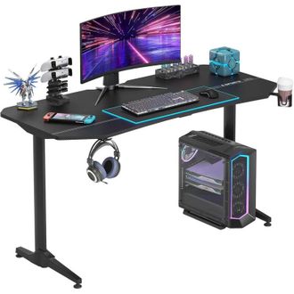 Need Tableau de Jeu 160 cm Tableau dordinateur Grande Bureau Conception Ergonomique avec Coussinet de Souris dans la Forme de la Table, Support de Tasse