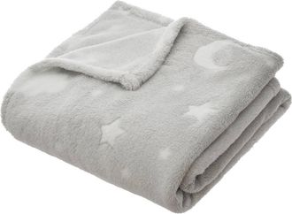 Atmosphera Atmosphera - Kinderplaid mit phosphoreszierendem Muster - grau 125 × 150 cm - Hellgrau