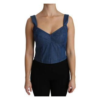 Dolce & Gabbana Femme, Tops, Bleu, Taille: 32 FR Hauts sans manches