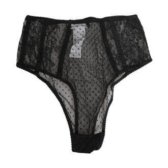 Dolce & Gabbana Schwarze Spitze Polka Dot High Waist Unterw&auml;sche - - Underwear - Damen - Schwarzk - S