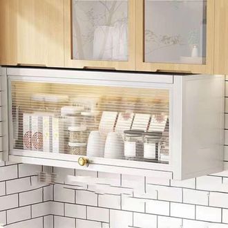 Generic H&auml;ngeschrank Mehrzweckschrank Metall L&auml;nge 40/50/60/80/100 cm Schrankt&uuml;r Mit Hydraulischer St&uuml;tzstange 360&deg;-Rundumschlie&szlig;bar for Wohnzimmer, K&uuml;chen Un