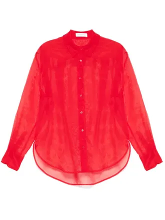 Frankie Shop chemise Peri &agrave; design transparent - Rouge