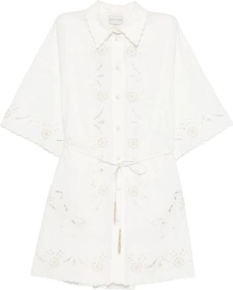 Forte_Forte Femme, Robes, Blanc, Taille: 38 FR Crystal Floral Embroidery Shirt Dress