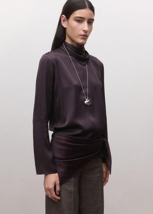 Mango Foulard satin&eacute; &agrave; carreaux m&ucirc;re - Femme - Taille unique - MANGO