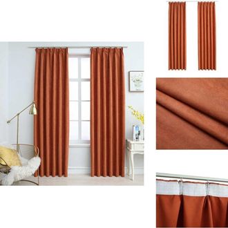 vidaXL Verdunkelungsvorh&auml;nge mit Haken 2 Stk. Rostbraun 140x225 cm - Elegante Vorh&auml;nge - Wohnraumdekoration - Rostbraune Vorh&auml;nge - Vorh&auml;nge Mit