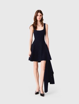 Maje Robe Courte Patineuse En Jacquard - Bleu Marine - Maje