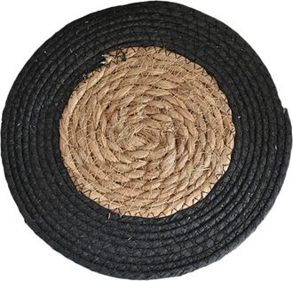 Angoily Schwarzes Rundes Hitzebest&auml;ndiges Tischschutz Nat&uuml;rlichem Geflecht Rutschfestes Multifunktionales Platzset f&uuml;r K&uuml;che Esszimmer Party und Alltag