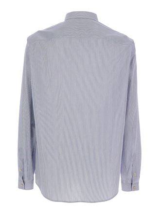 Valentino Mens Light Blue Cotton Shirt With Striped Motif