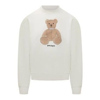 Palm Angels Homme, Sweatshirts et sweats &agrave; capuche, Blanc, Taille: XS Bear Regular Crew