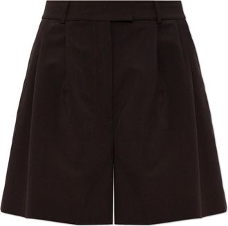 Lacoste Femme, Shorts, Brun, Taille: 40 FR Short Bermuda Pliss&eacute; Oversize en M&eacute;lange de Laine