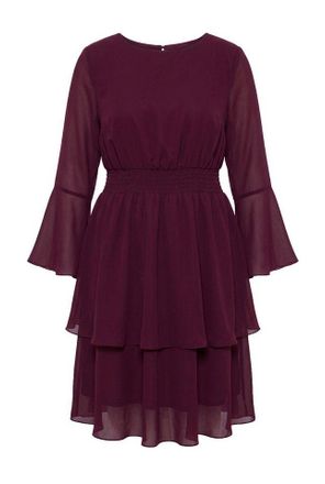 Miamoda Midikleid Chiffonkleid A-Linie Midil&auml;nge Volants