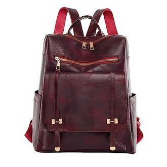 Generic Sac &agrave; dos pour femme en cuir unis&eacute; avec double fermeture &eacute;clair design d&eacute;contract&eacute; et &eacute;l&eacute;gant pour usage quotidien ou l&eacute;ger