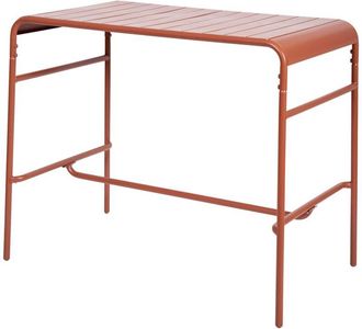 Sweeek Table haute de jardin m&eacute;tal 4 places. terracotta. 120 x 70 x 95cm