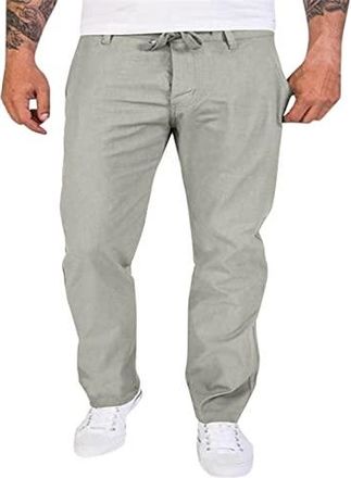 Generic Pantalon baggy en coton et lin pour homme - Pantalon d&eacute;contract&eacute; - Peinture de couleur unie - Pantalon ample grande taille - Pantalon tendance avec po