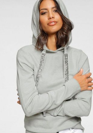 Laura Scott Strickpullover mit Kapuze und glitzernden B&auml;ndern