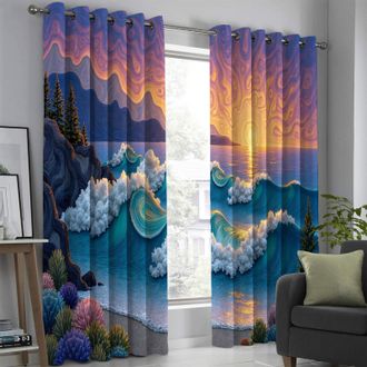 Generic Verdunklungsvorh&auml;nge Dunkelblau Vorhang Blickdicht 2Er Set H 245 X B 140 cm Gardinen Mit &Ouml;sen Thermovorhang Hitzeschutz Vorh&auml;nge F&uuml;r Wohnzimmer Schlaf