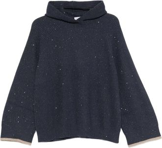 Brunello Cucinelli Hoodie mit Pailletten-Verzierung - Blau