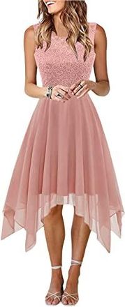 Onsoyours Robes dinvités de Mariage pour Femmes Robes de Demoiselle dhonneur en Mousseline de Soie Florales Robes de soirée balançoire Robes asymétriques A Rose